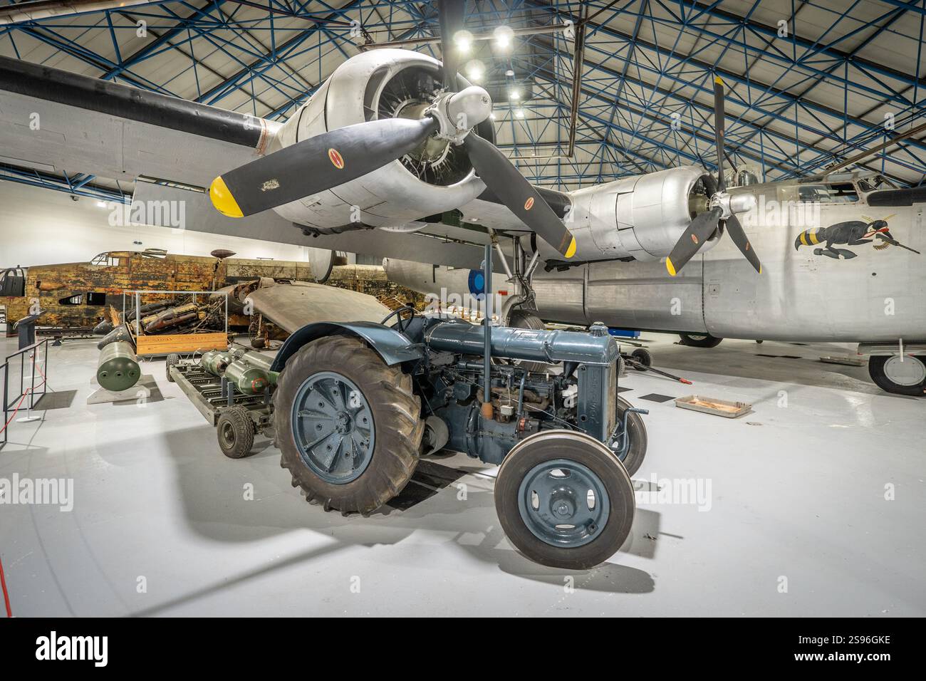 Royal Air Force Museum, London - tractor and B24 Stock Photo - Alamy