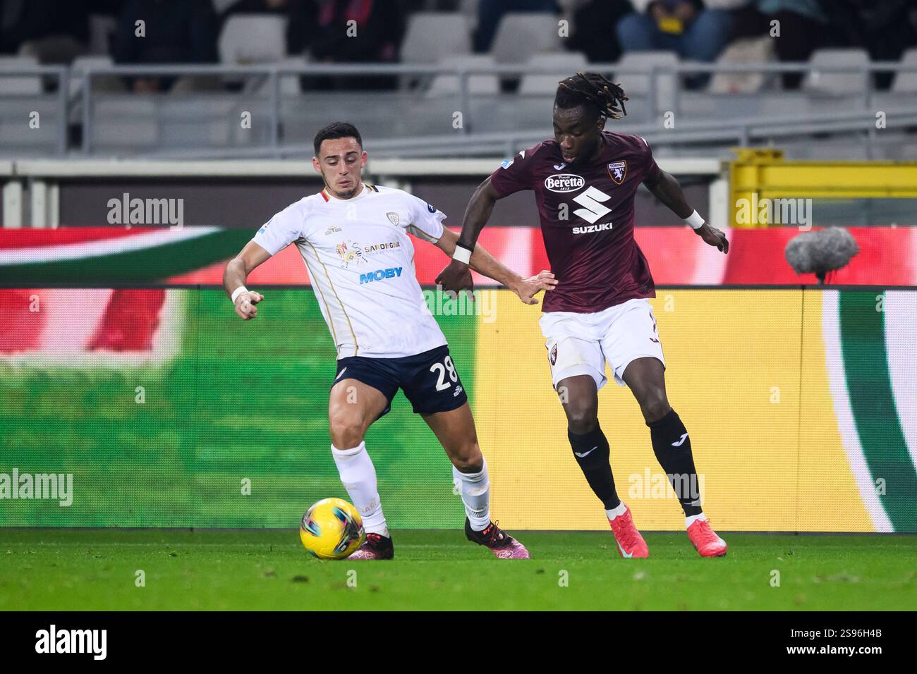 Turin, Italy. 24 January 2025. Gabriele Zappa of Cagliari Calcio ...