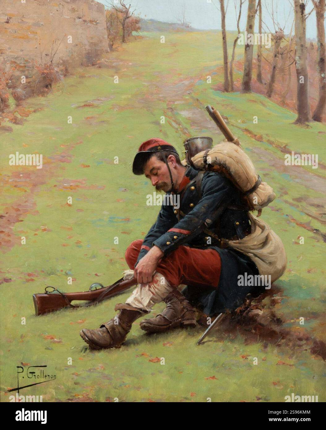 A Seated Foot Soldier by Paul Louis Narcisse Grolleron Stock Photo - Alamy