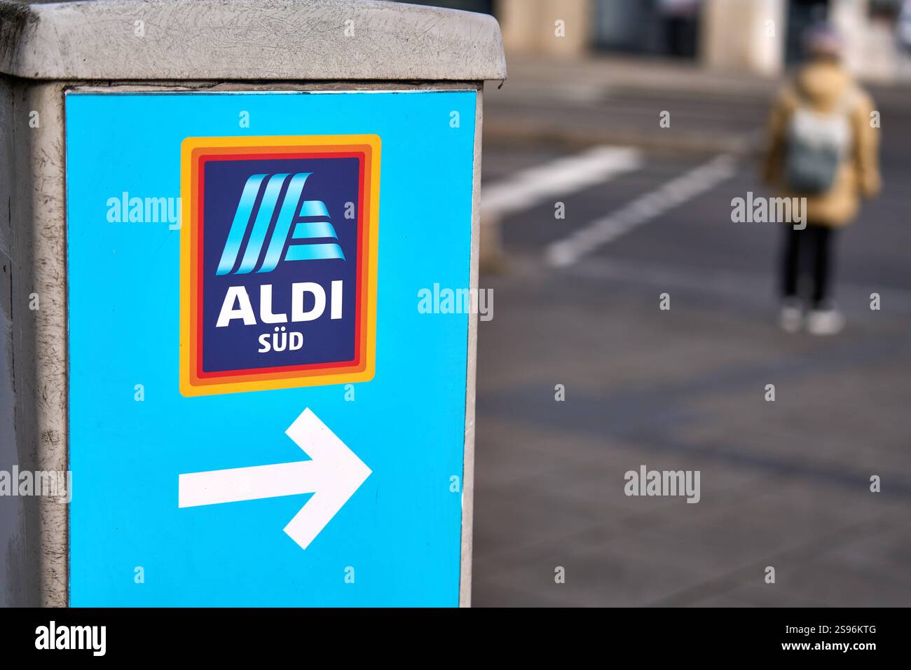 Stuttgart, Baden-Württemberg, Germany - January 23, 2025: Signpost to ...