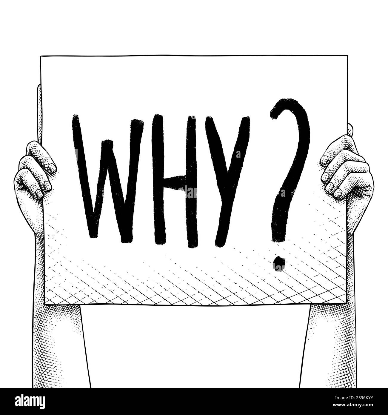 Hand raising a sign that says Why Stock Vector Image & Art - Alamy