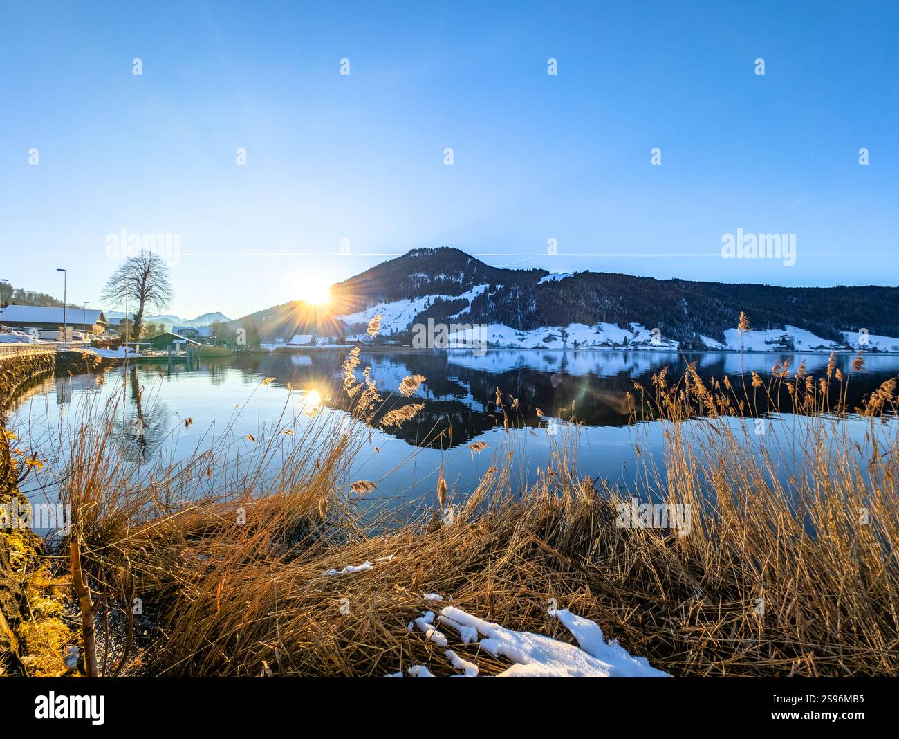 Winter Lake Aegeri, Gottschalkenberg, Canton Zug, Switzerland Stock ...