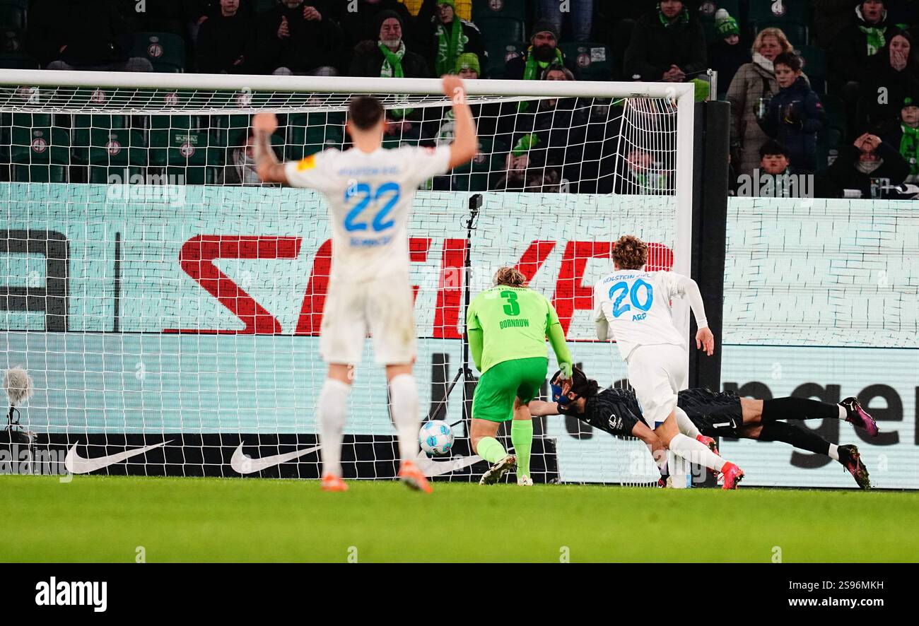 January 24 2025: Steven Skrzybski (Holstein Kiel) with his teams third goal during a 1 ...