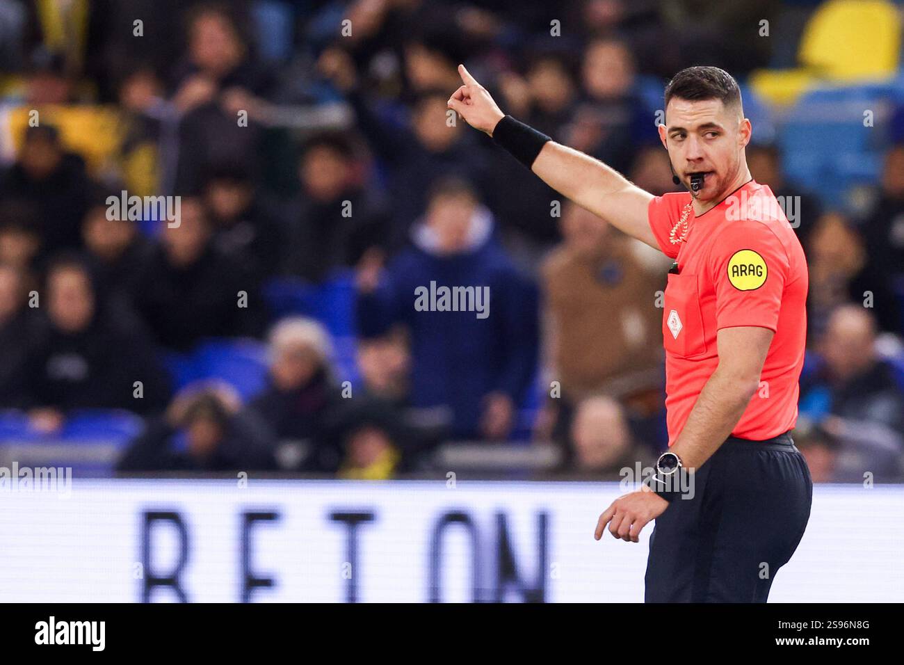 ARNHEM, NETHERLANDS - JANUARY 24: Referee Marc Nagtegaal whistling ...
