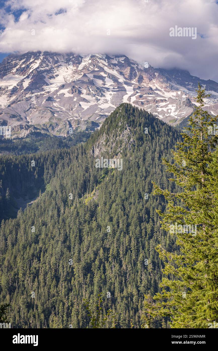 Mount Rainier National Park, Washington, United States. Cap cloud on ...
