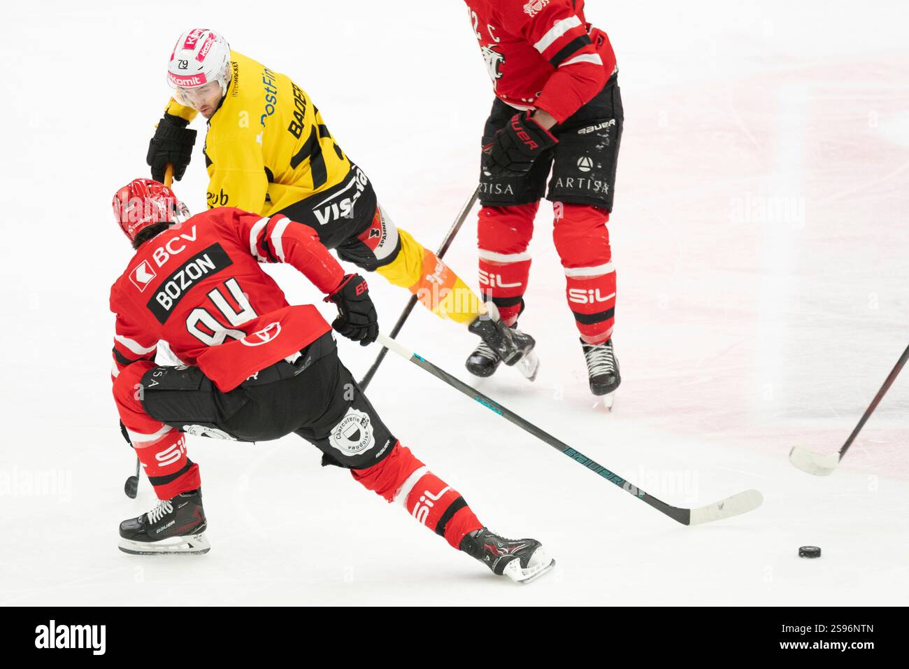 Lausanne Switzerland, 01 24 2025: Thierry Bader (offense) of SC Bern ...