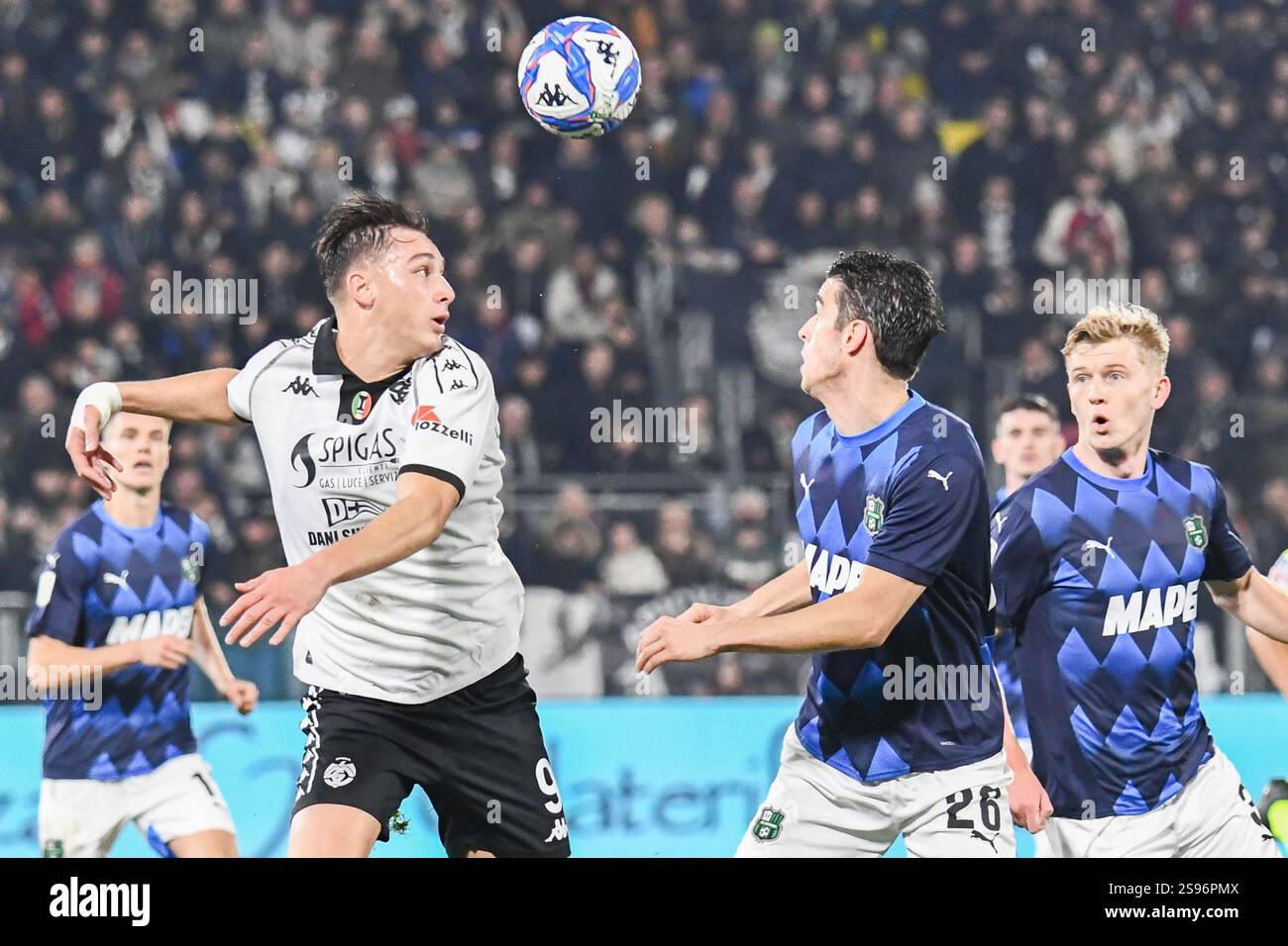 Francesco Pio Esposito (Spezia) fights for the ball against Cas ...