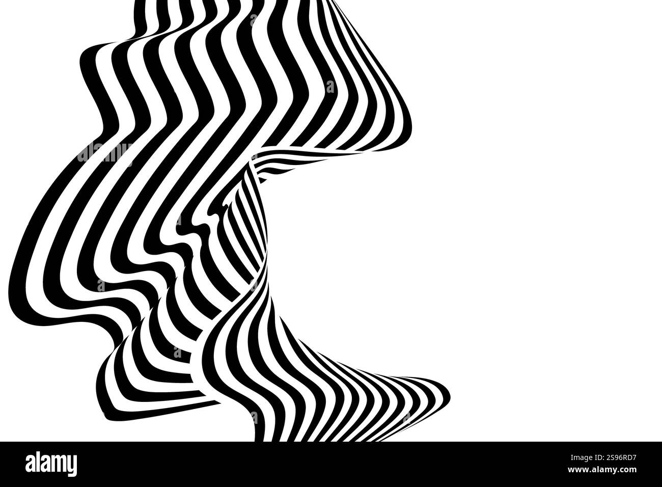 Black and white curved line stripe Mobius wave abstract background ...