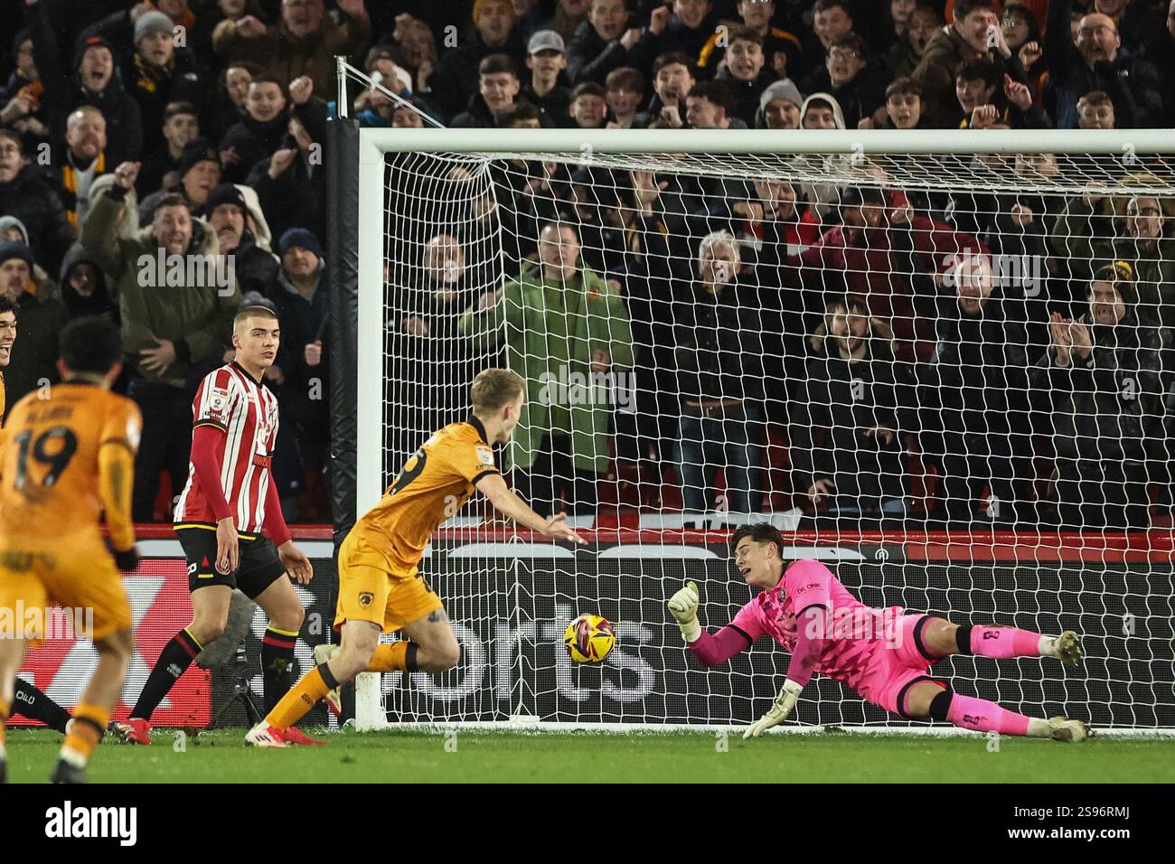 Matty Jacob of Hull City scores to make it 0-2 during the Sky Bet ...