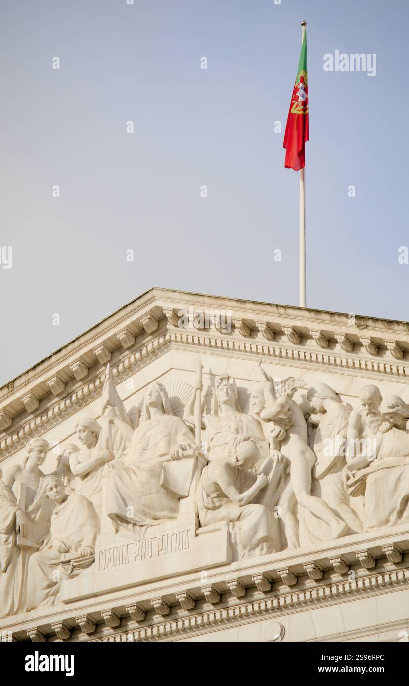 Portuguese flag on the top of the Assembly of the Republic Stock Photo ...