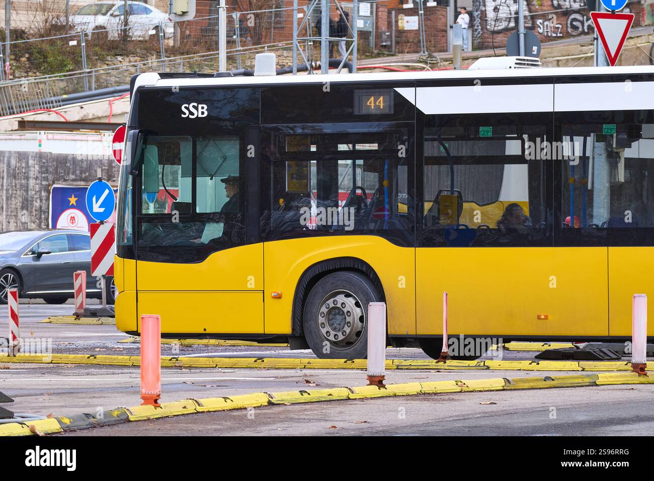 Stuttgart, Baden-Württemberg, Germany - January 23, 2025: A yellow bus ...