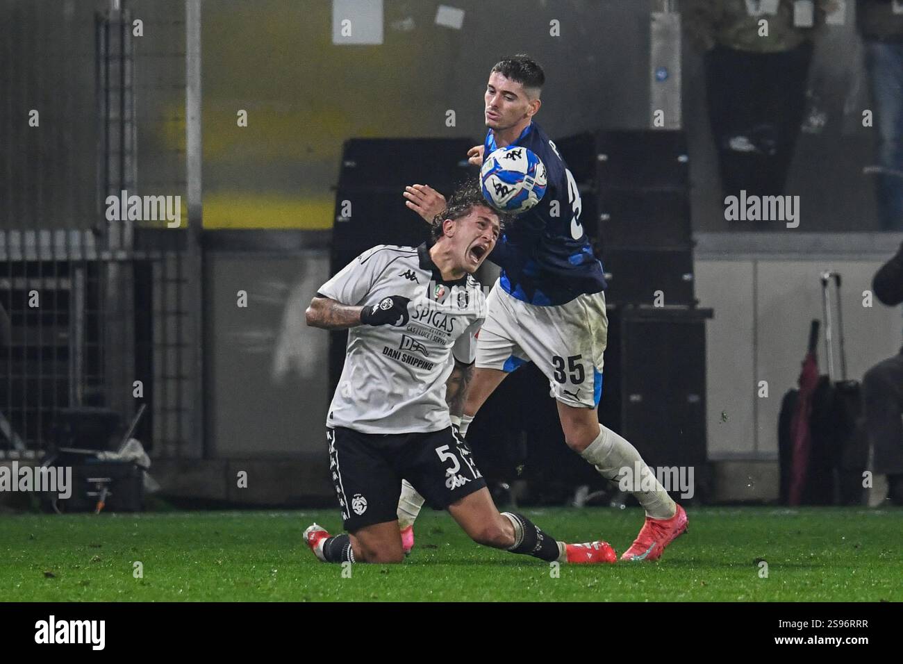 Salvatore Esposito (Spezia) is fouled by Luca Lipani (Sassuolo) during ...