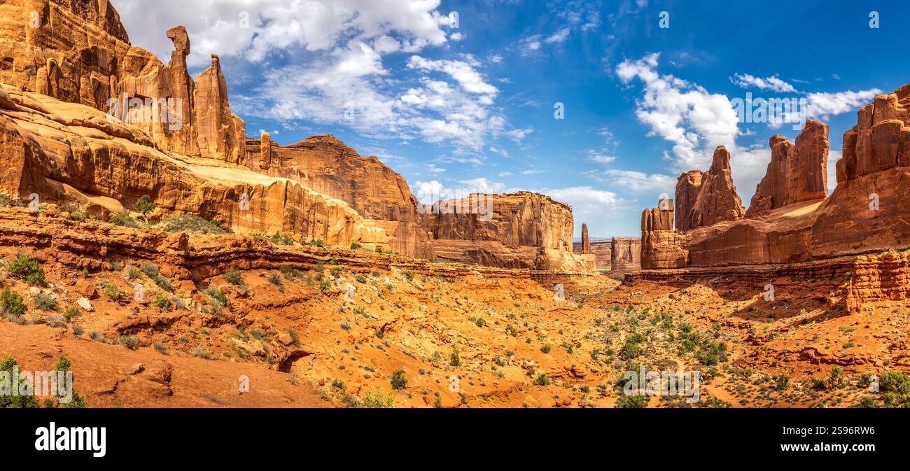 Park Avenue Viewpoint panorama in Arches national park, Utah Stock ...