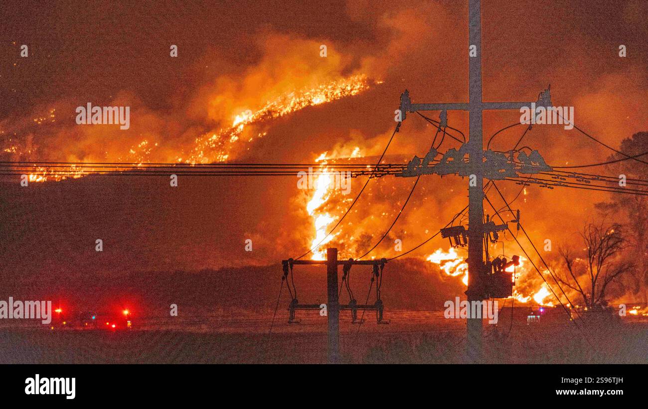 January 22, 2025, Castaic, California, USA: Hughes fire, in Castaic ...