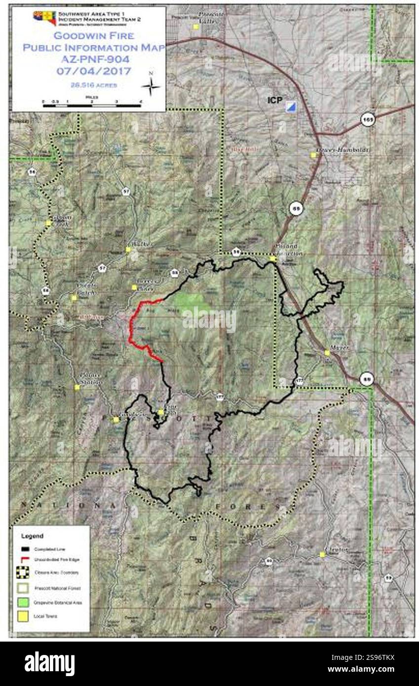 Goodwin Fire Map Stock Photo - Alamy