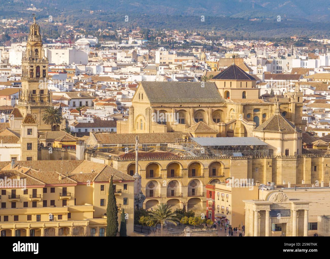 Aerial close up view of the Cordoba mosque cathedral unique medieval ...