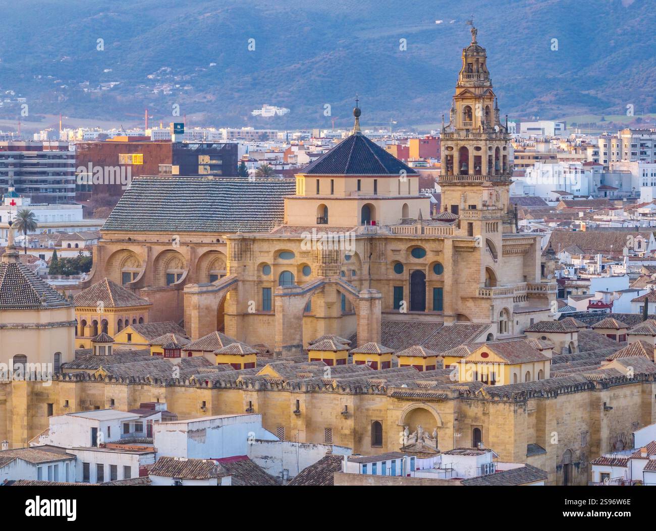 Aerial close up view of the Cordoba mosque cathedral unique medieval ...