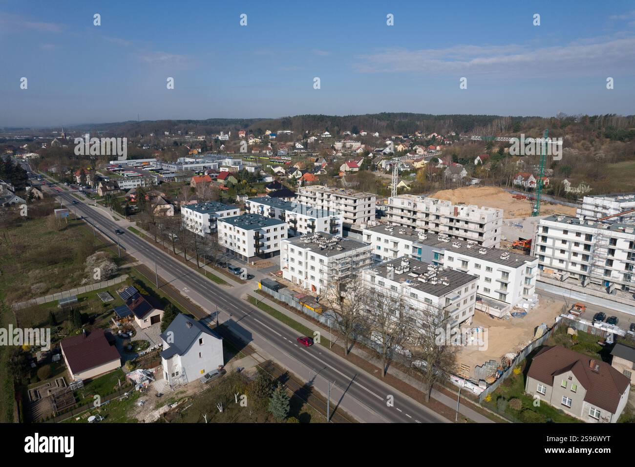 Aerial View of a Developing Suburb with Apartment Buildings Stock Photo ...
