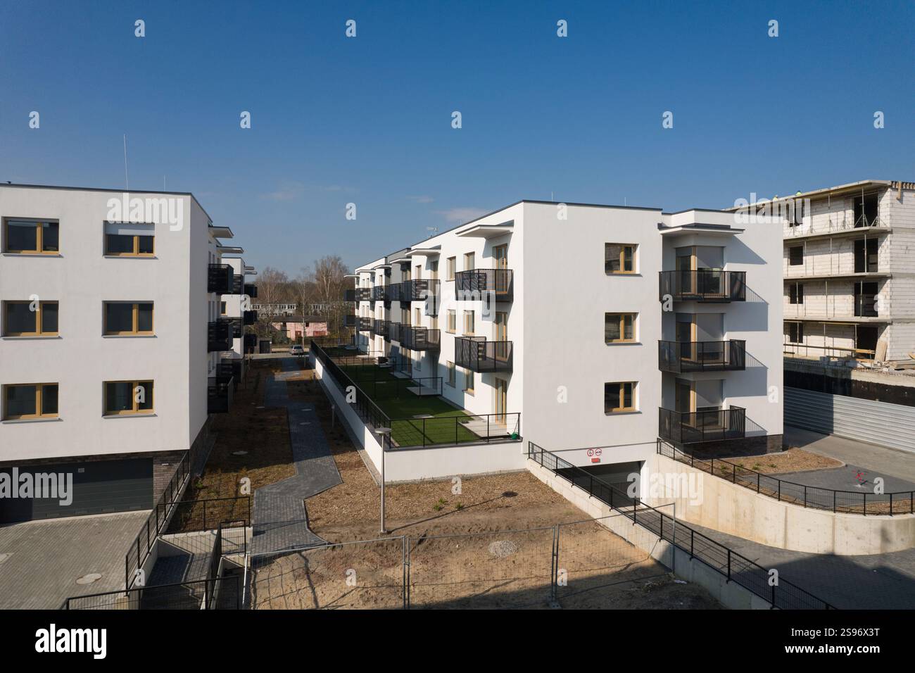 Modern White Apartment Buildings with Balconies Stock Photo - Alamy