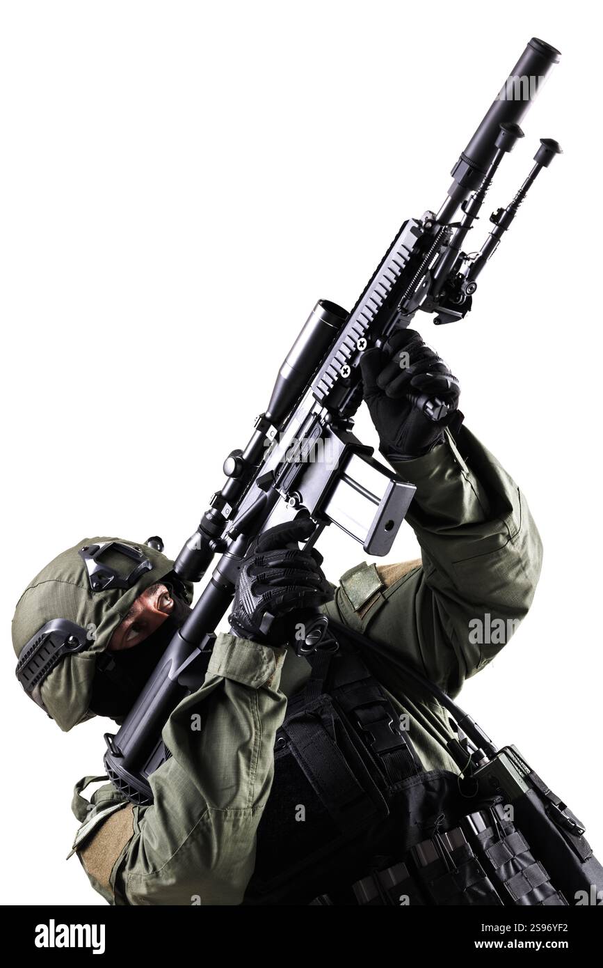 Holding a sniper rifle hi-res stock photography and images - Alamy