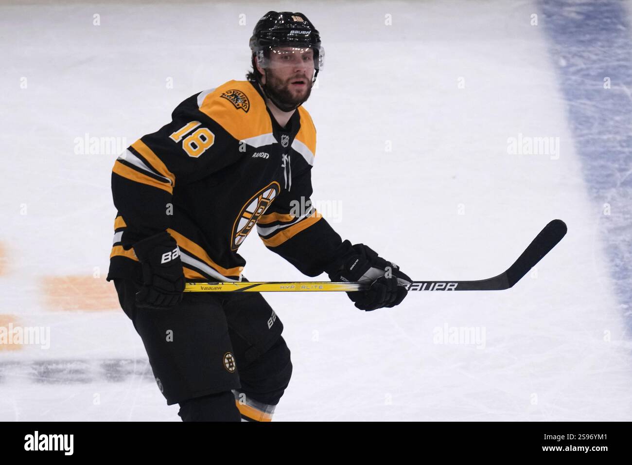 Boston Bruins center Pavel Zacha (18) during an NHL hockey game ...