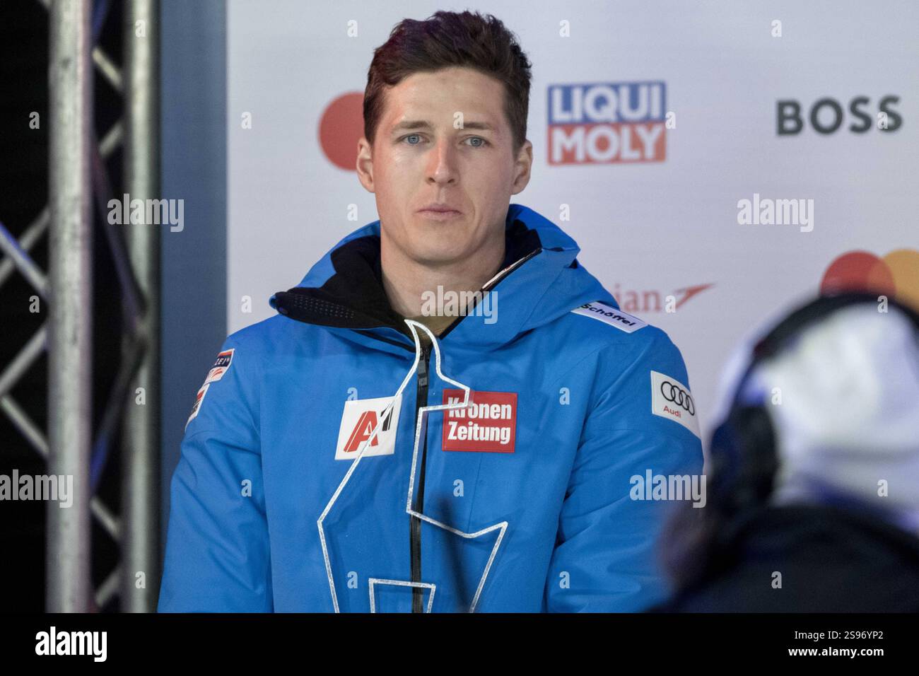 KITZBUEHEL, AUSTRIA - JANUARY 24: Raphael Haaser of Austria with the ...