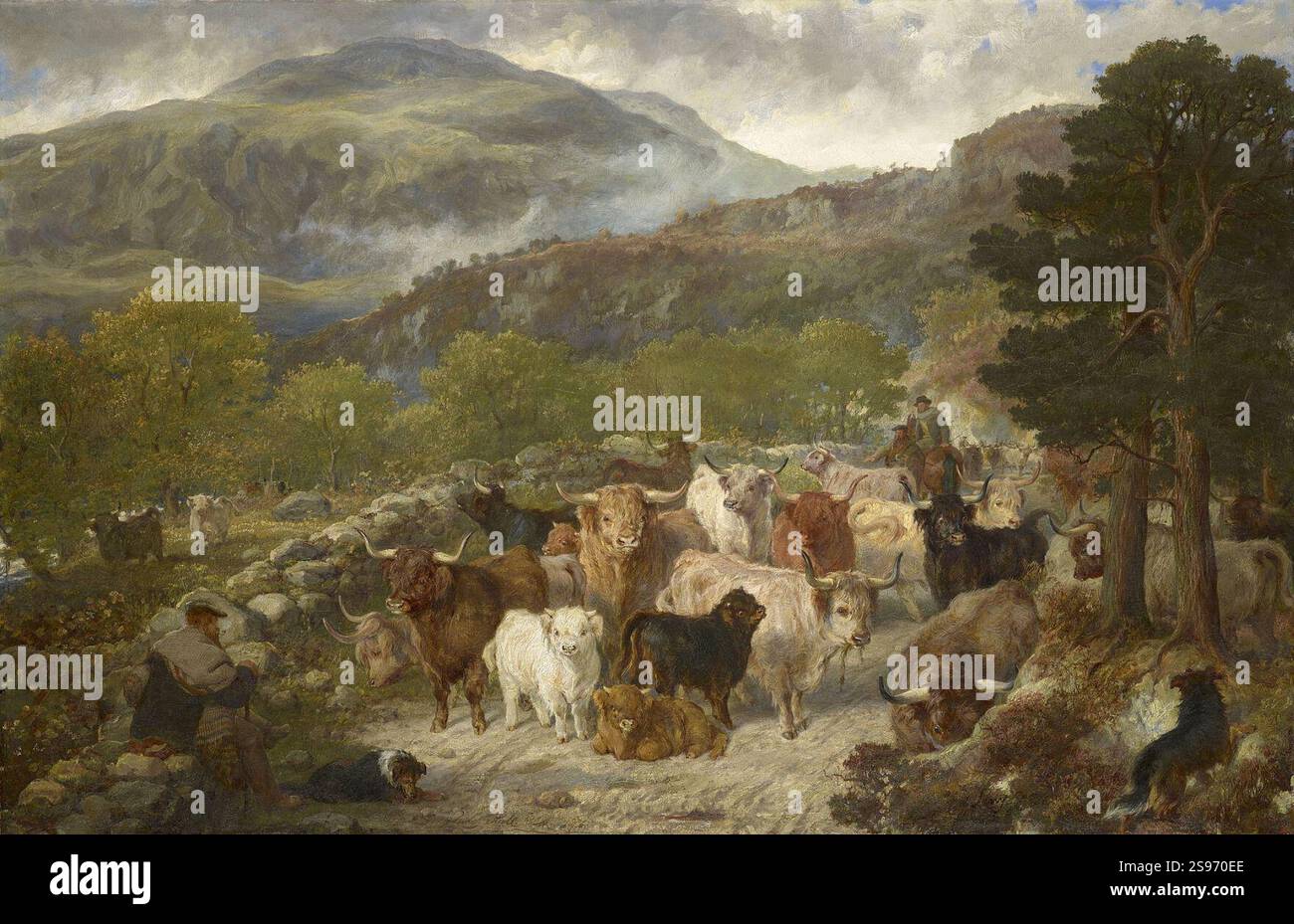 Gourlay Steell (1819-94) - Highland Cattle in the Pass of Leny Stock ...