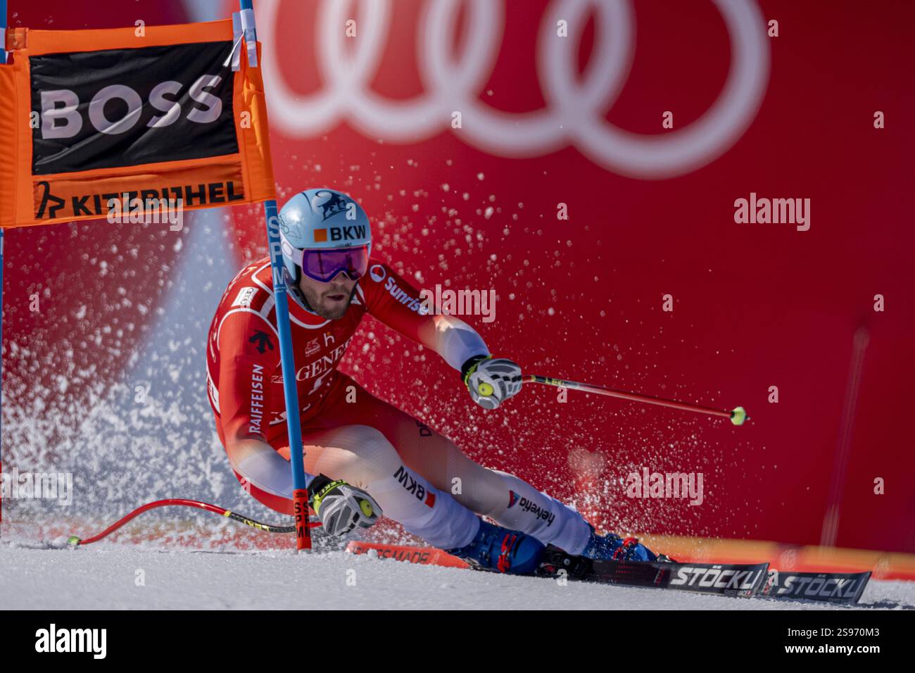 KITZBUEHEL, AUSTRIA - JANUARY 24: Alexis Monney of Switzerland during ...