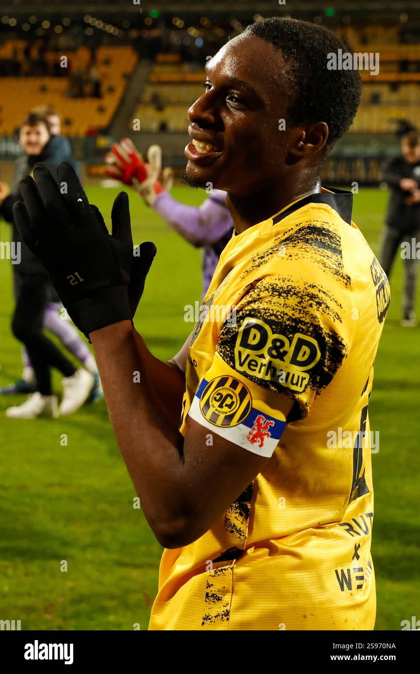 KERKRADE , NETHERLANDS - JANUARY 24: Rodney Kongolo of Roda JC applauds for the fans during the ...
