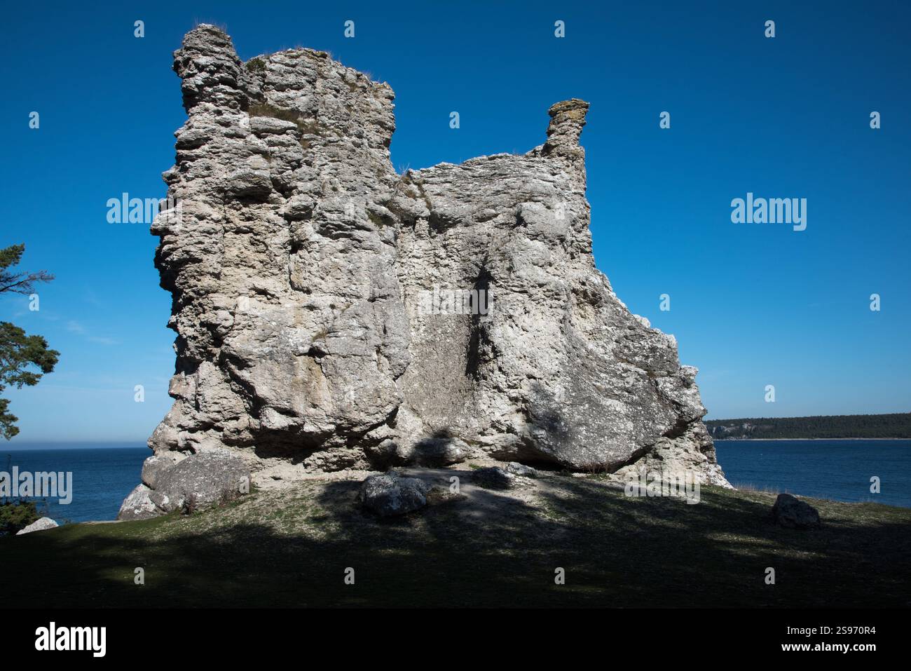 The rauk Jungfrun of Lickershamn on Gotland Island in Sweden are the ...