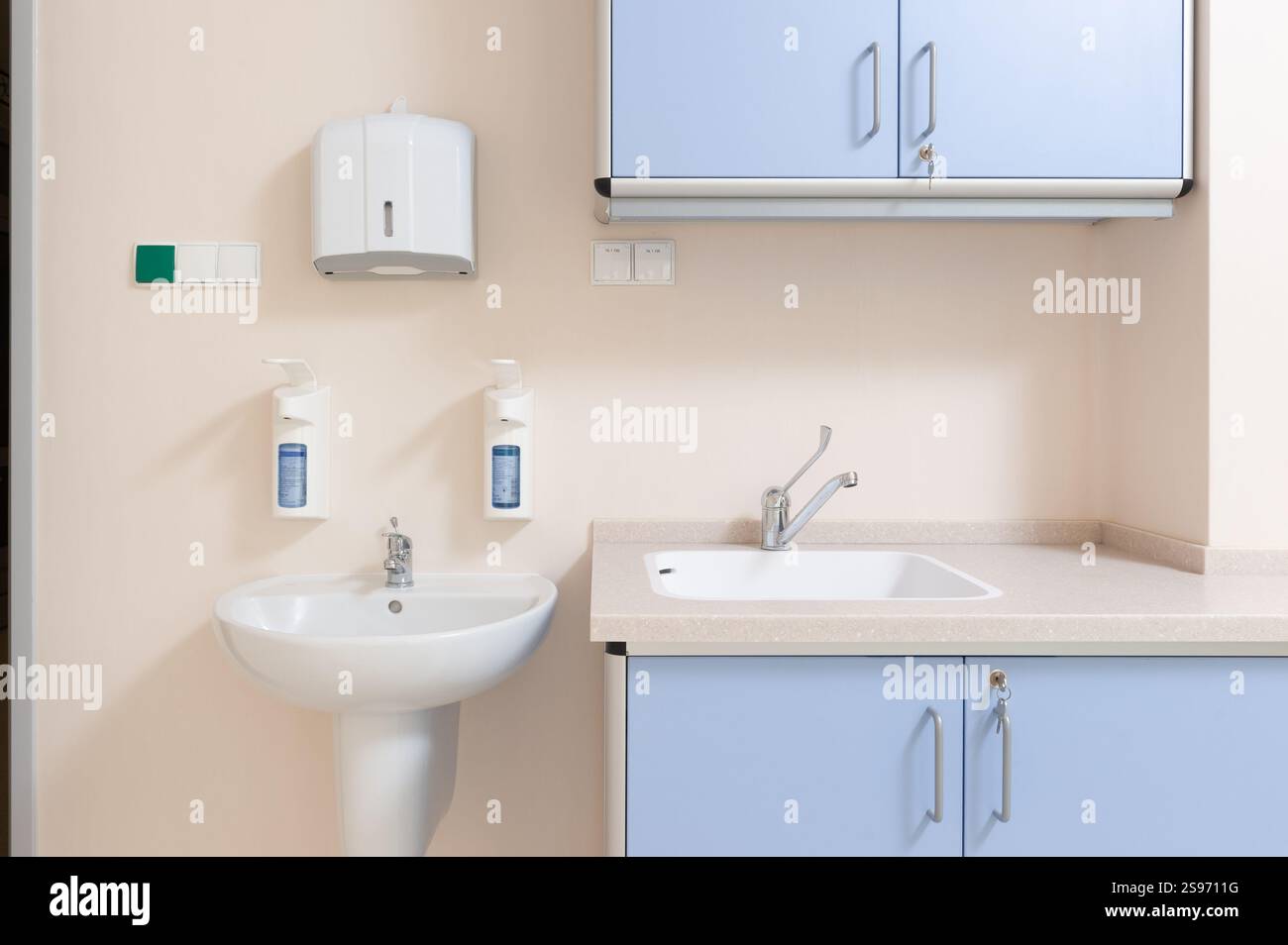 Modern Interior with Sink and Cabinets Stock Photo - Alamy