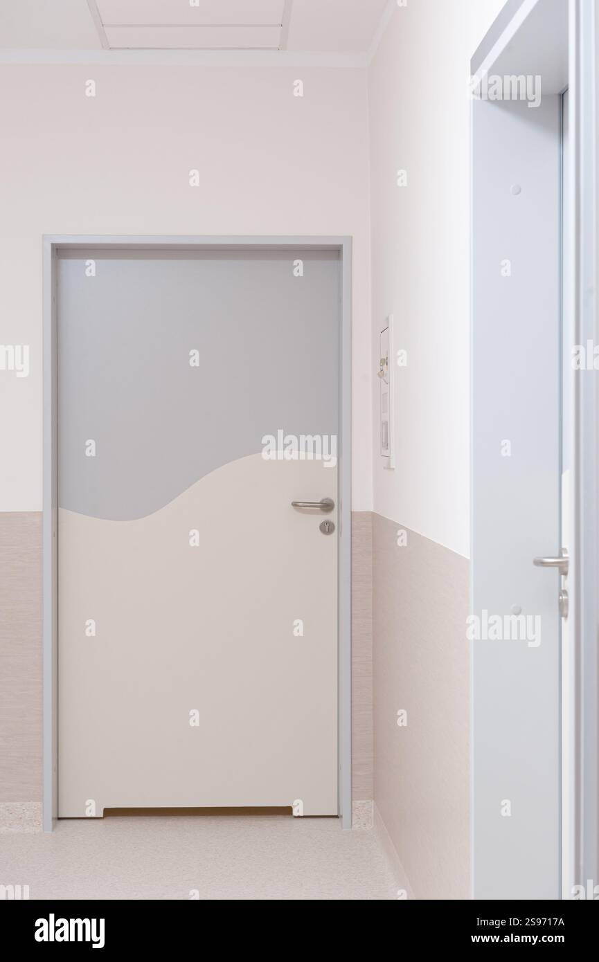 Modern Interior with Two Doors and Trimmed Walls Stock Photo - Alamy