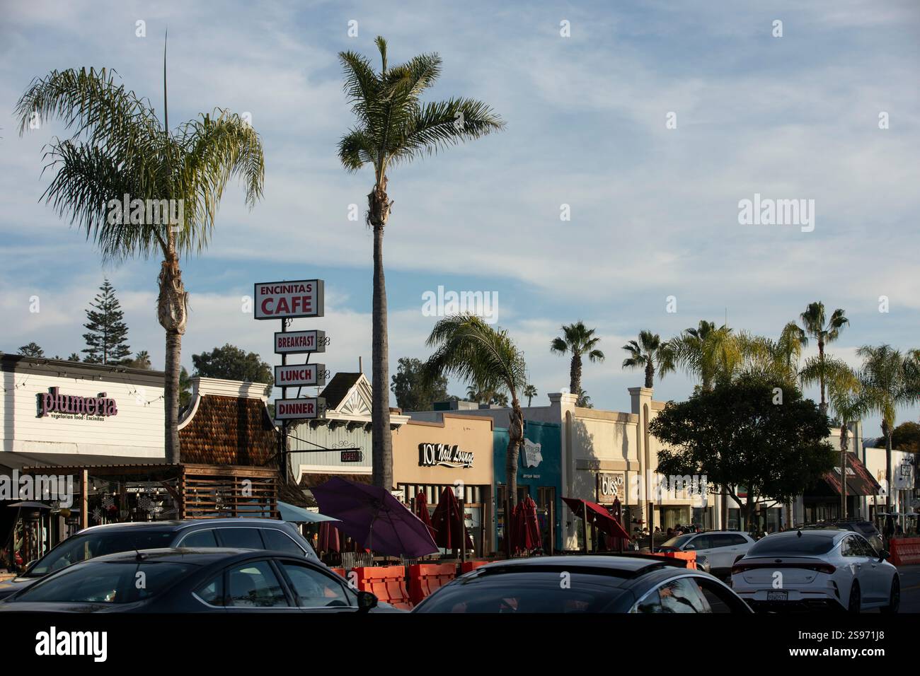 Encinitas, California, USA - September 3, 2022: Bustling traffic passes ...