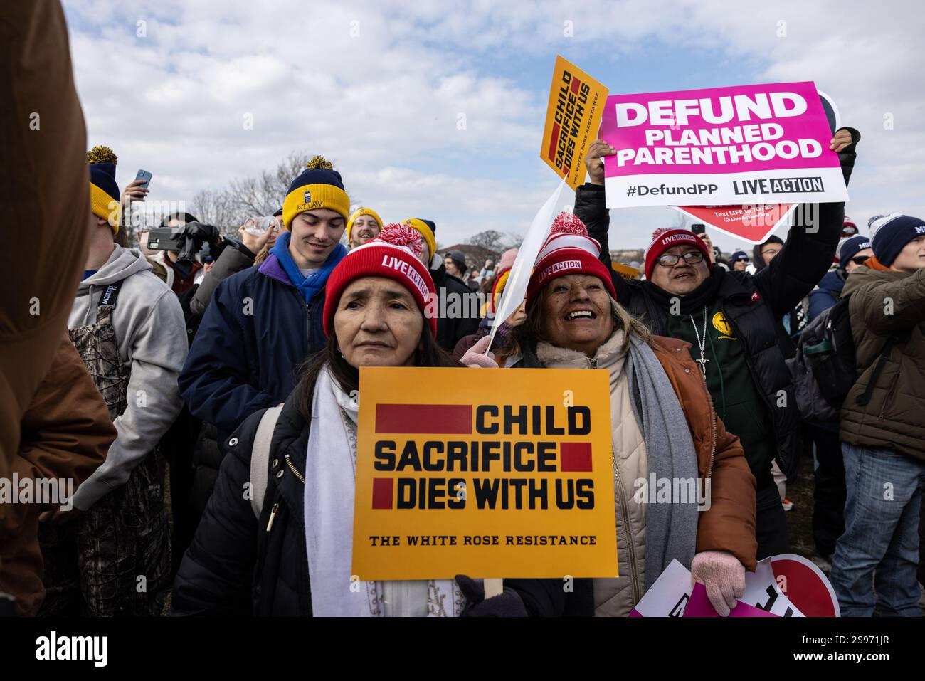 Pro-life demonstrators cheer as Vice President JD Vance takes the stage ...