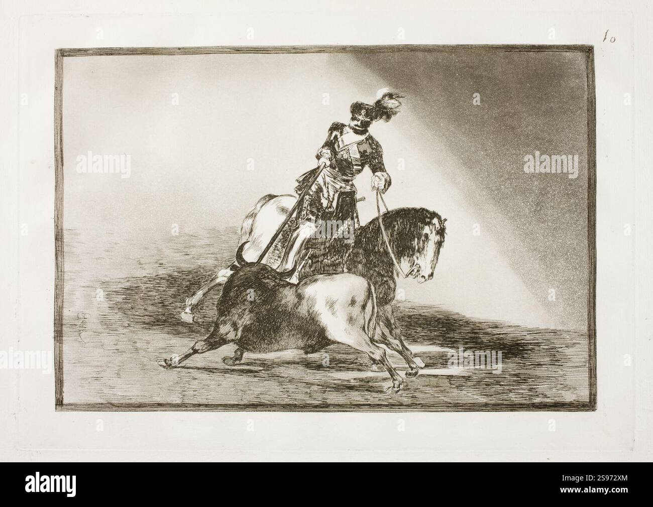 Goya - La Tauromaquia 10 Carlos V lanceando un toro en la plaza de ...