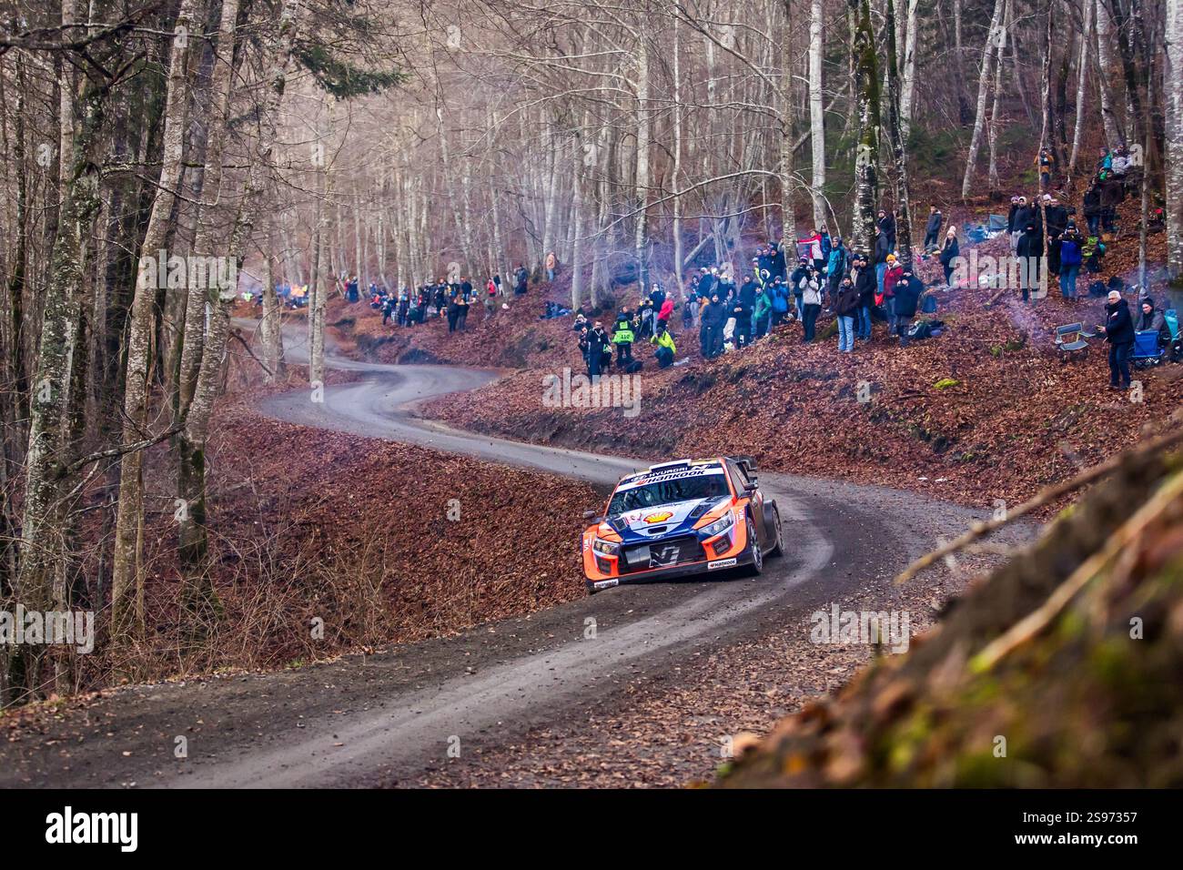 08 Ott TÄNAK, Martin JÄRVEOJA, Hyundai I20 Rally1, action during the ...