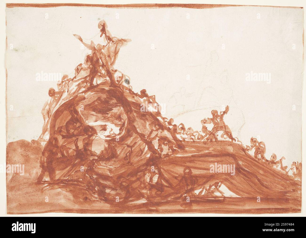 Goya Personajes trepando sobre un gigante acostado drawing Stock Photo ...