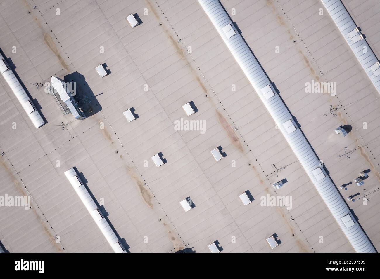 Aerial Top View of a Large Building Rooftop with Vents Stock Photo - Alamy