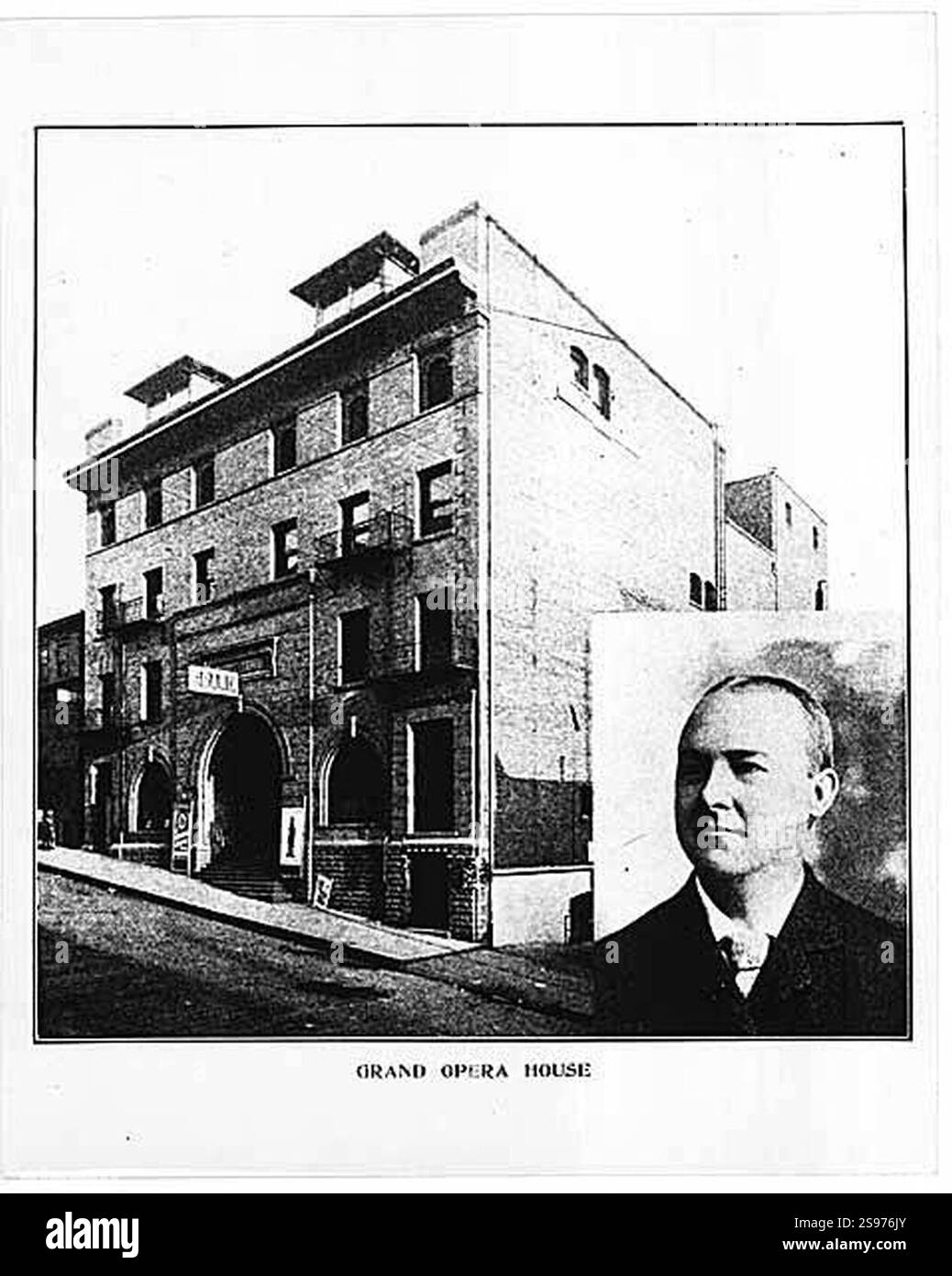 Grand Opera House exterior with a portrait of John Cort, Seattle ...