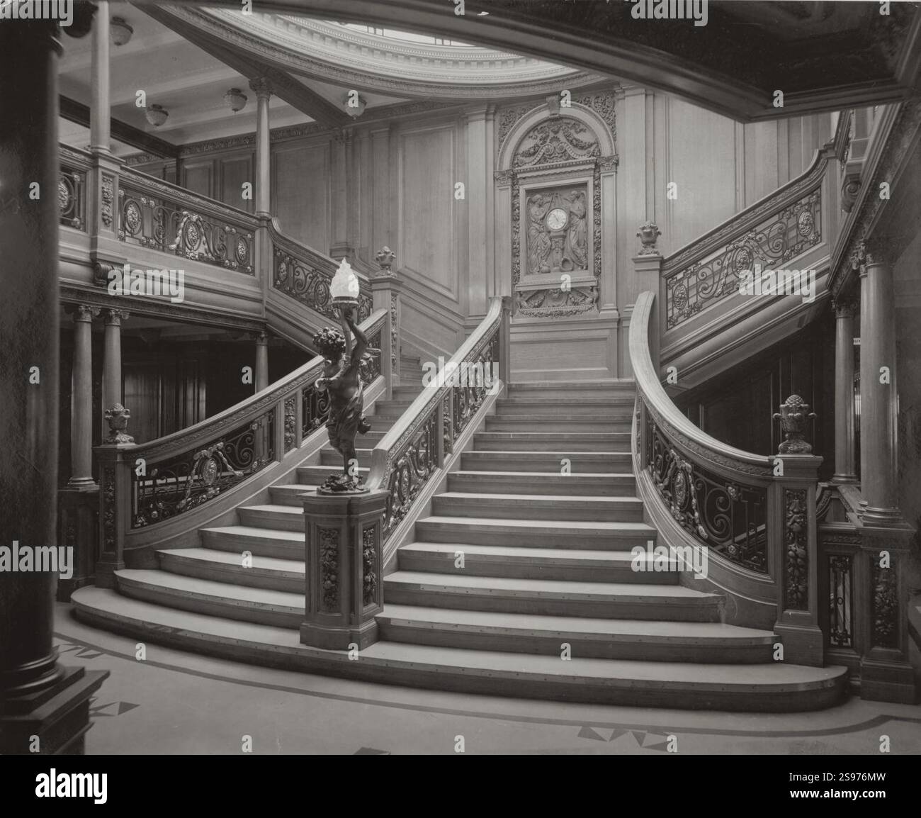 Grand Staircase aboard the RMS Olympic (William H. Rau 1911 Stock Photo ...