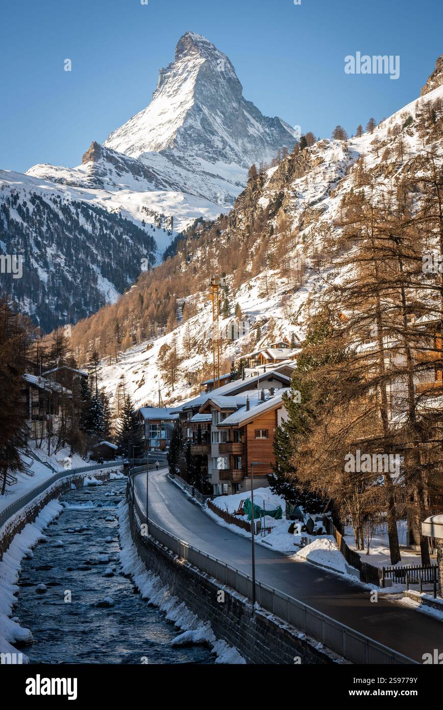 Matterhorn view from Zermatt in Switzerland Stock Photo - Alamy