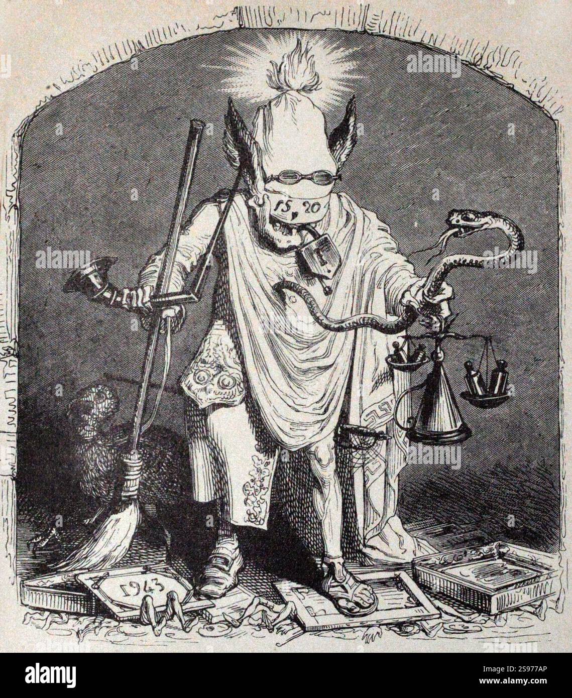 Grandville, The blind, deaf, and impartial judge (1844 Stock Photo - Alamy