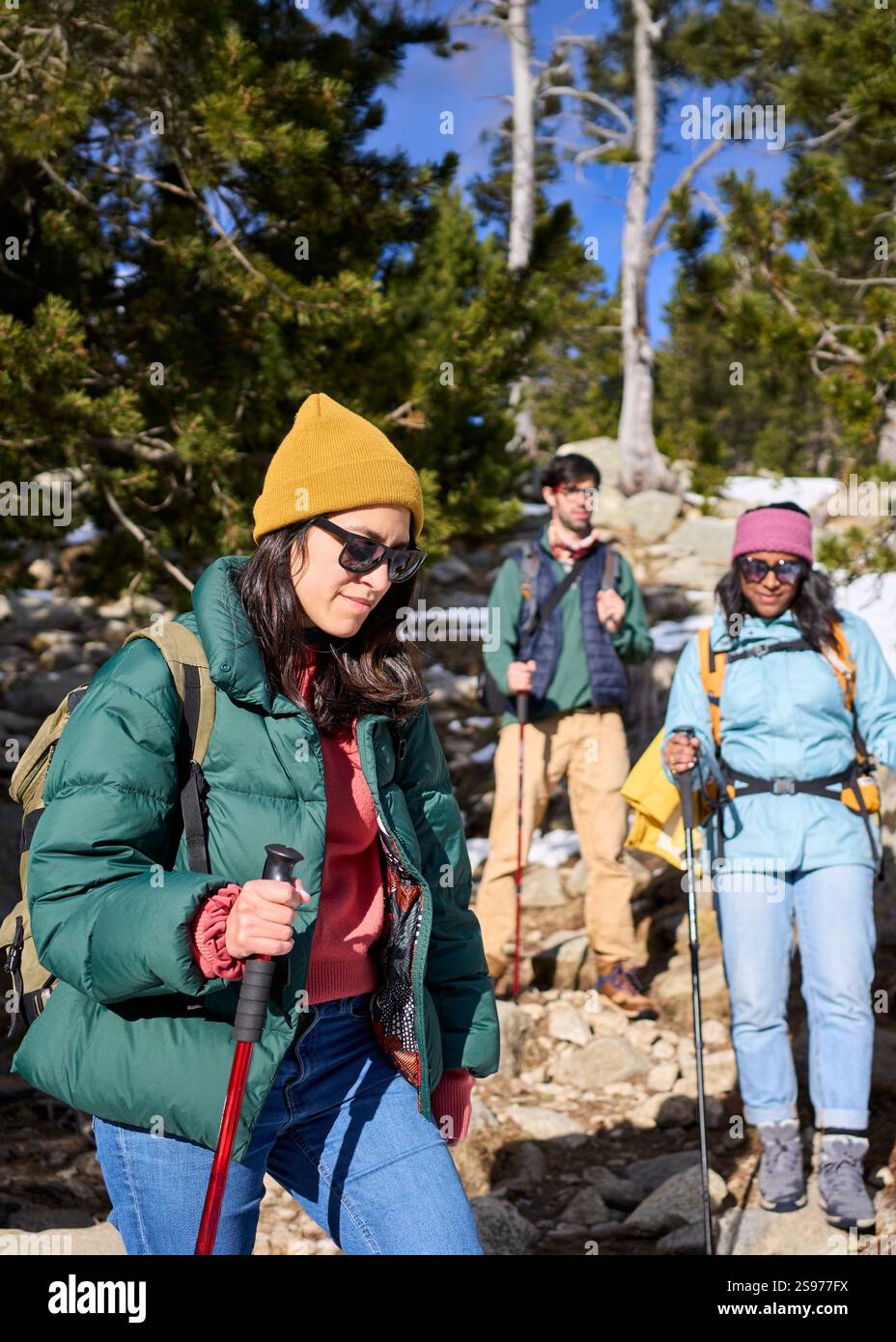 Group of people hiking on snow mountain on holiday Stock Photo - Alamy