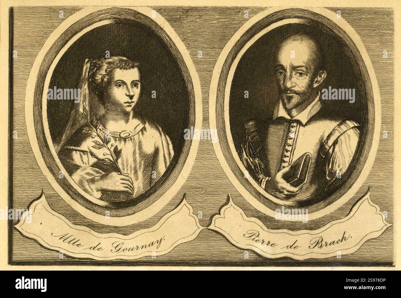 Gravure - Marie de Gournay et Pierre de Brach Stock Photo - Alamy