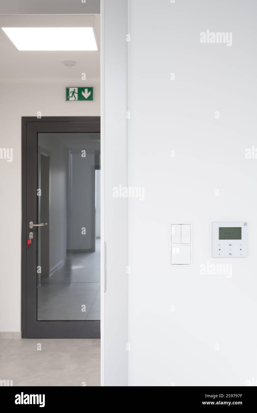 Modern Interior with Doorway, Light Switch and Control Panel Stock ...