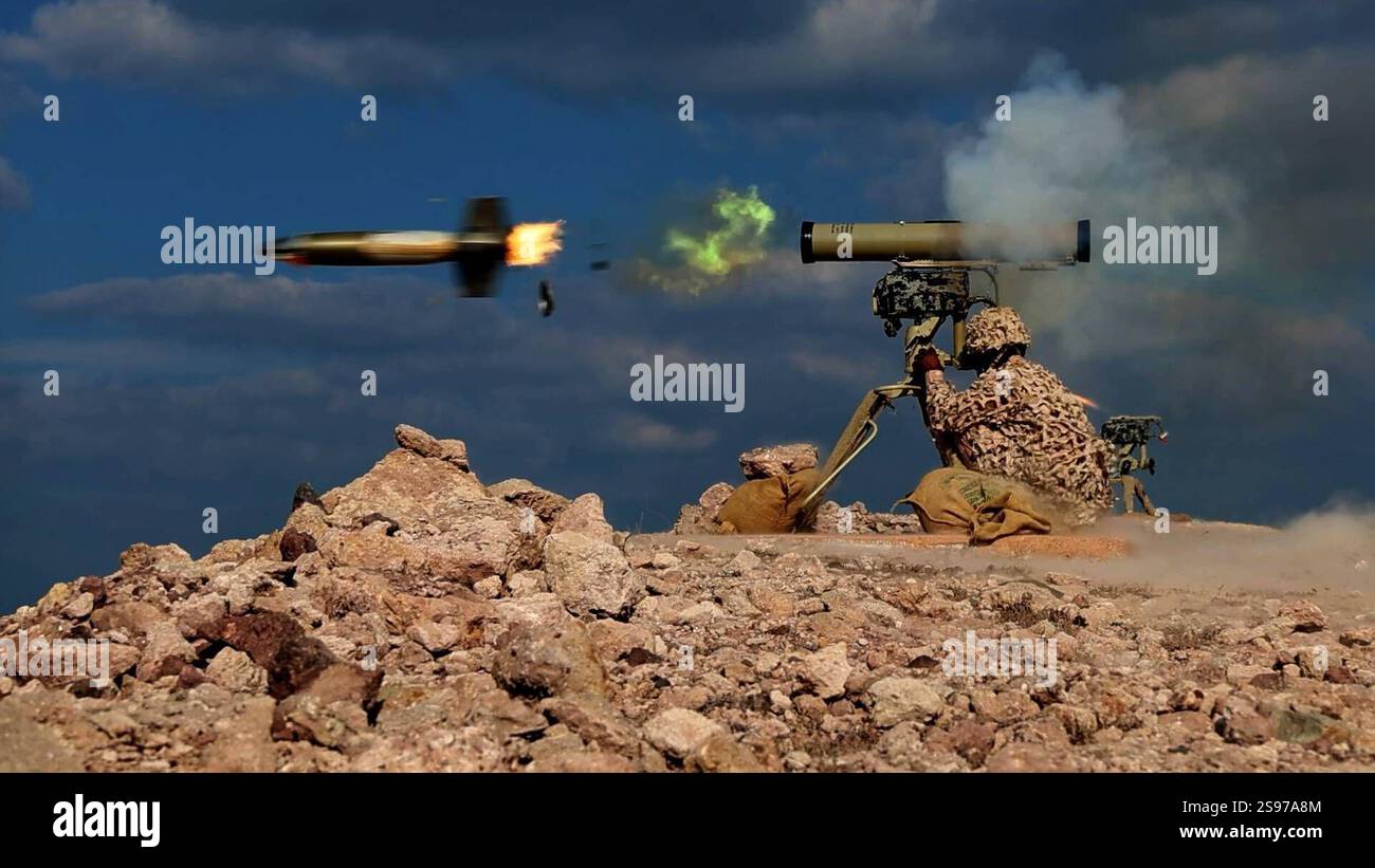 January 24, 2025, Persian Gulf, Iran: A soldier firing a weapon during ...