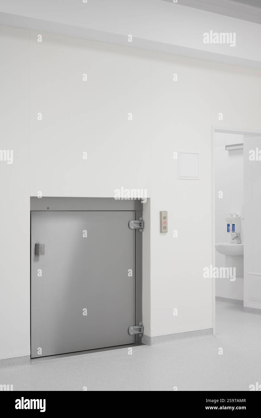 Close Stainless Steel lift in a Cleanroom Stock Photo - Alamy