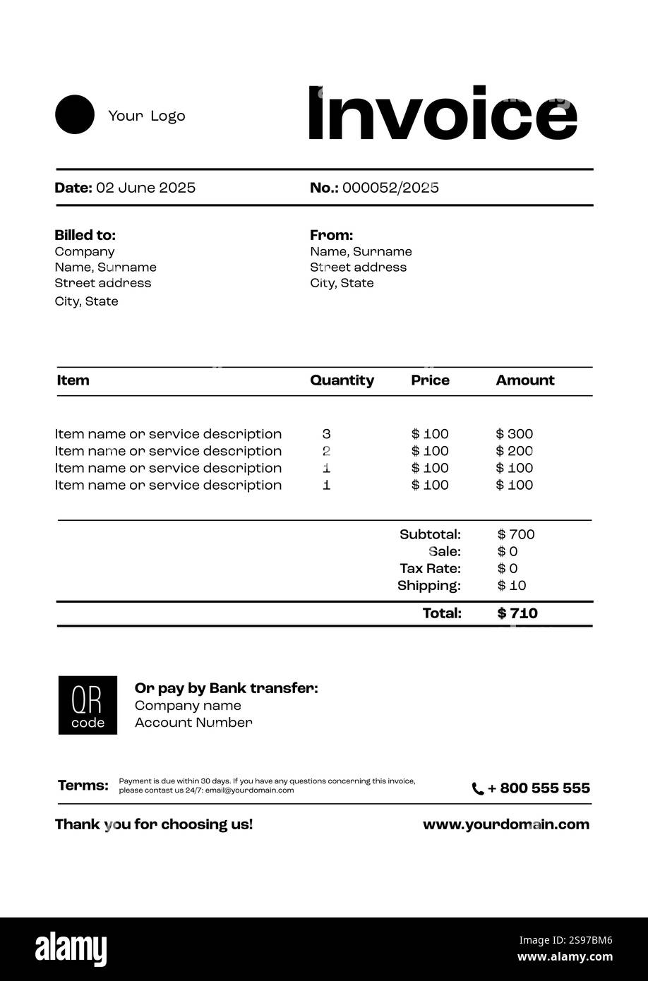 Invoice template European paper format Stock Vector Image & Art - Alamy