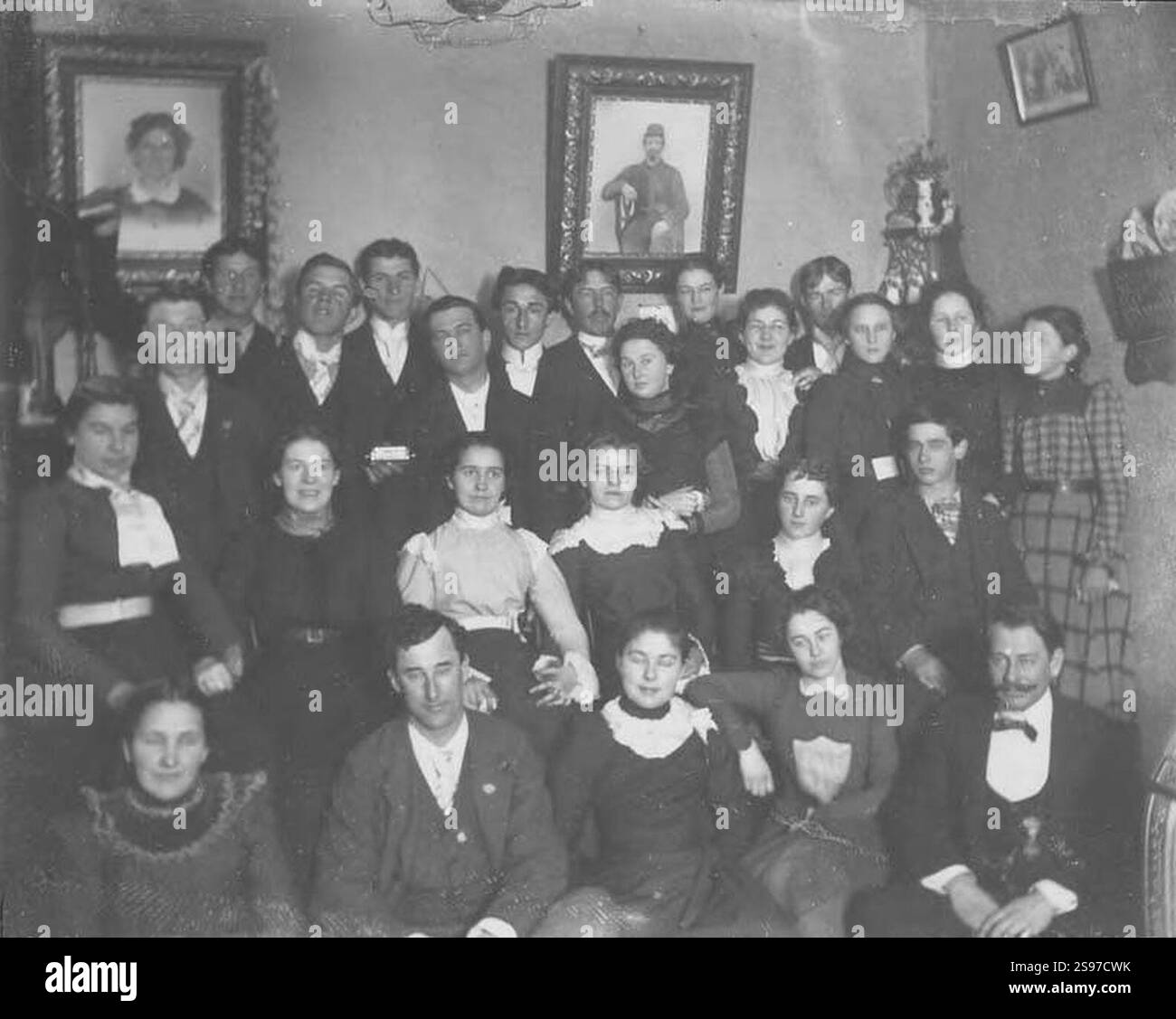 Group at Osborn family home including family members Maude lower left ...
