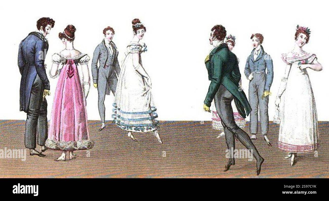 Group of Parisian dancers May 1820 Stock Photo - Alamy